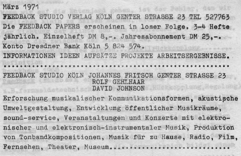 Feedback Papers | edition johannes fritsch